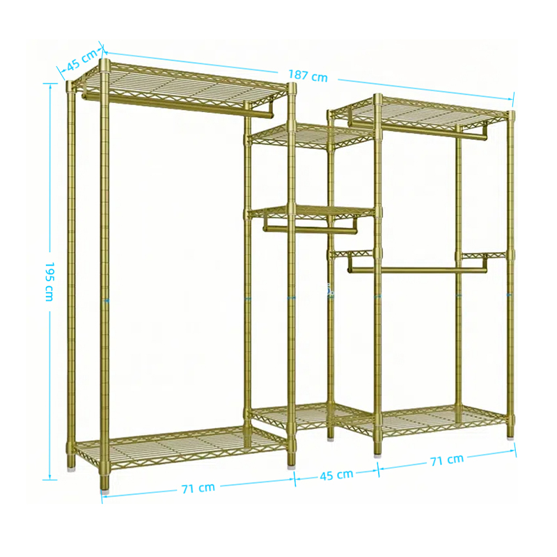 Discount 3 Shelves Heavy Duty Clothes Rack in Gold, Wire Shelves For ...