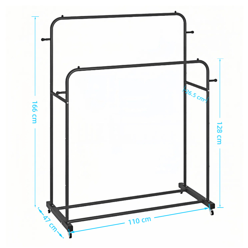 Discount Double Rods with Bottom Shelf Clothes Rack, Clothes Rack For ...